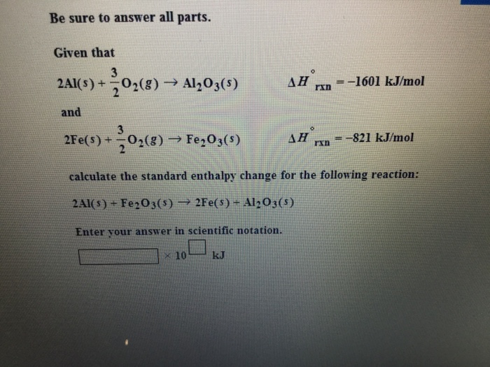 Solved Calculate the standard enthalpy change for the | Chegg.com
