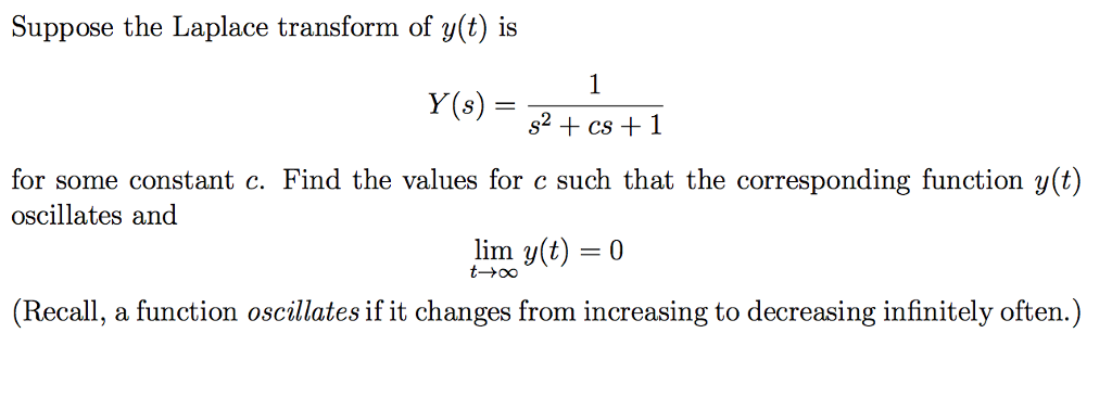 Solved Suppose the Laplace transform of y(t) is Y(s) = 1/s^2 | Chegg.com