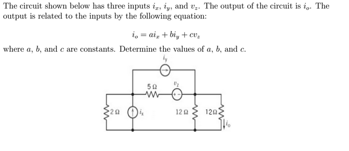 Solved The circuit shown below has three inputs ix, iy, and | Chegg.com