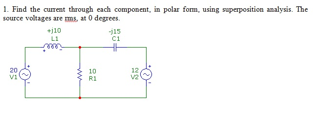 Solved Find the current through each component, in polar | Chegg.com