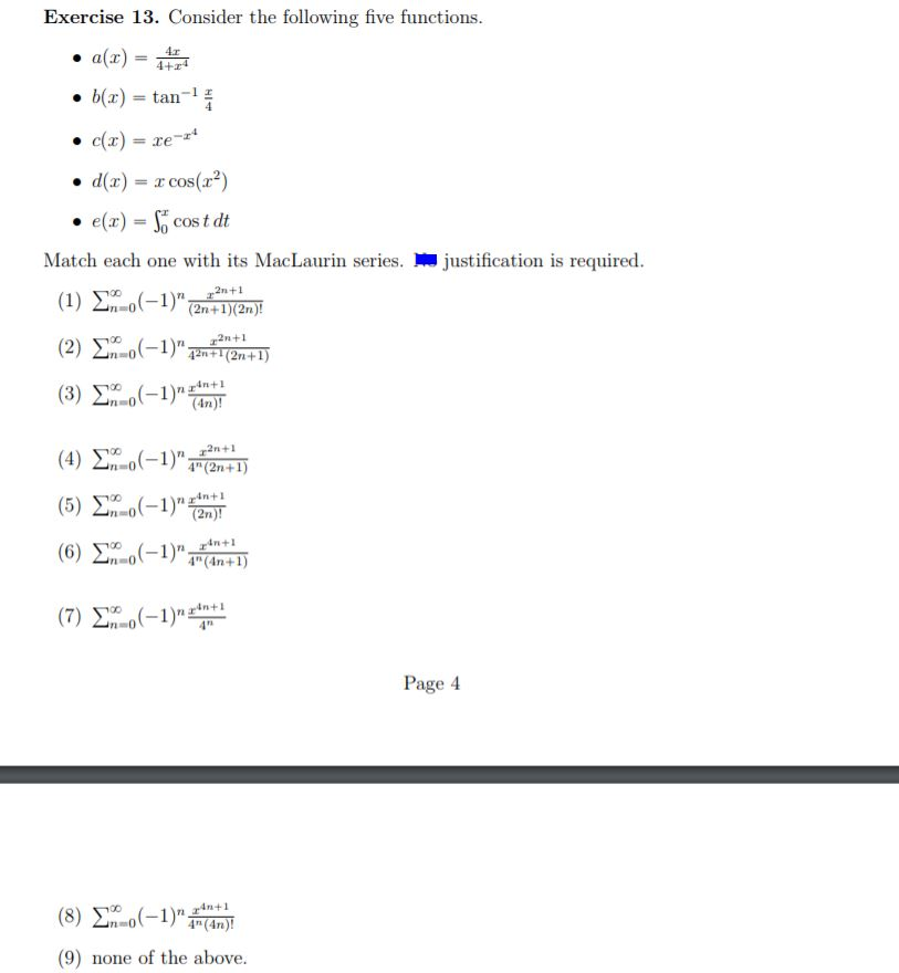 Solved Exercise 13. Consider the following five functions . | Chegg.com Solved Exercise 13. Consider the following five functions . | Chegg.com