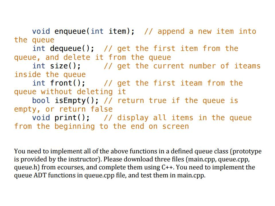 ANALYSIS OF ALGORITHMS //QUEUE.H (QUEUE | Chegg.com