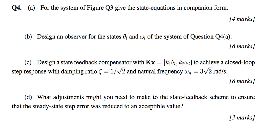 Solved Q4. (a) For the system of Figure Q3 give the | Chegg.com