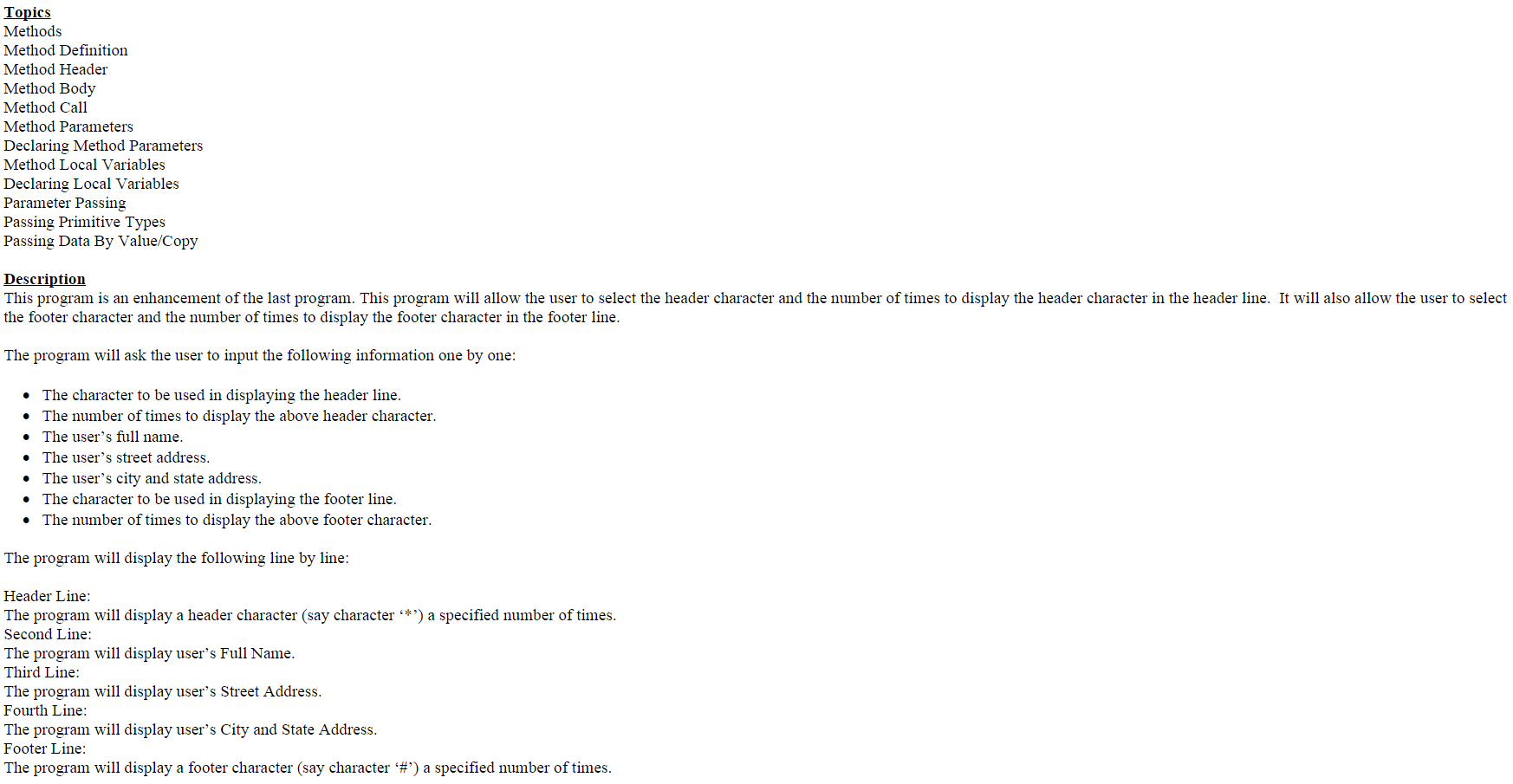 Solved Input Test Data Use the following for the test data: | Chegg.com