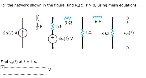 Solved For the network shown in the figure, find v_o(t), t > | Chegg.com