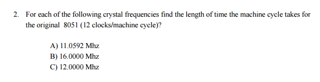 Solved For each of the following crystal frequencies find | Chegg.com