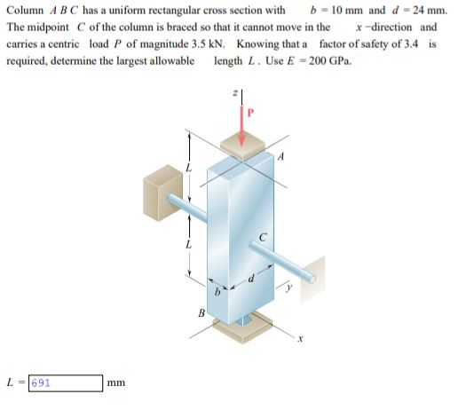 Solved Column A B C has a uniform rectangular cross section | Chegg.com