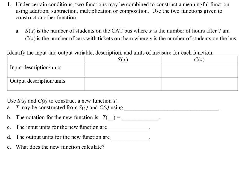 Solved 1. Under certain conditions, two functions may be | Chegg.com