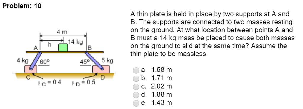 Solved Problem: 10 A thin plate is held in place by two | Chegg.com