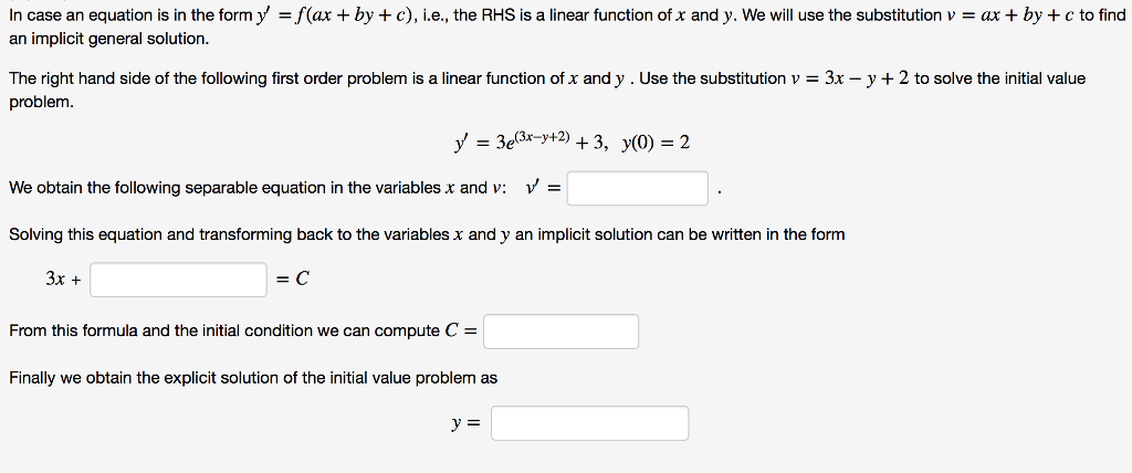 Solved In case an equation is in the form y' = f(ax + by + | Chegg.com