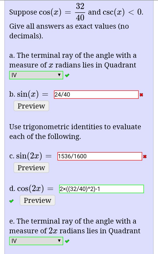 Solved 32 Suppose cos(r) Give all answers as exact values | Chegg.com