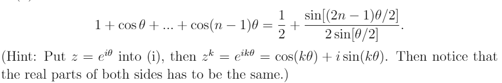 Solved i) prove the following identity for complex | Chegg.com