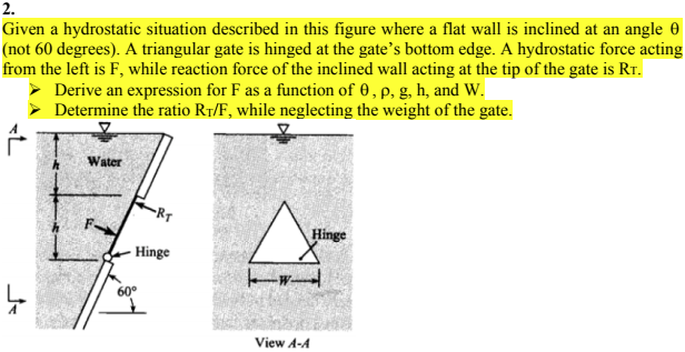 Solved 2. Given a hydrostatic situation described in this | Chegg.com