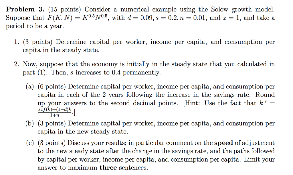 Solved Problem 3. (15 points) Consider a numerical example | Chegg.com