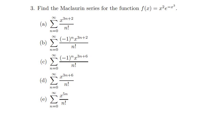 Solved Find the Maclaurin series for the function f(x) = x^2 | Chegg.com