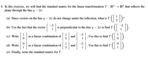 Solved In this exercise, we will find the standard matrix | Chegg.com