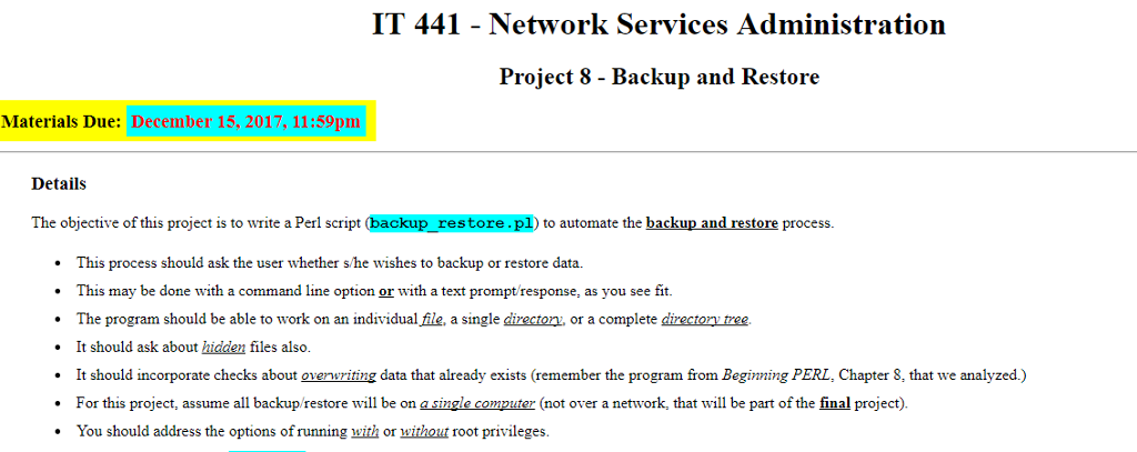 IT 441 - Network Services Administration Project 8 - | Chegg.com