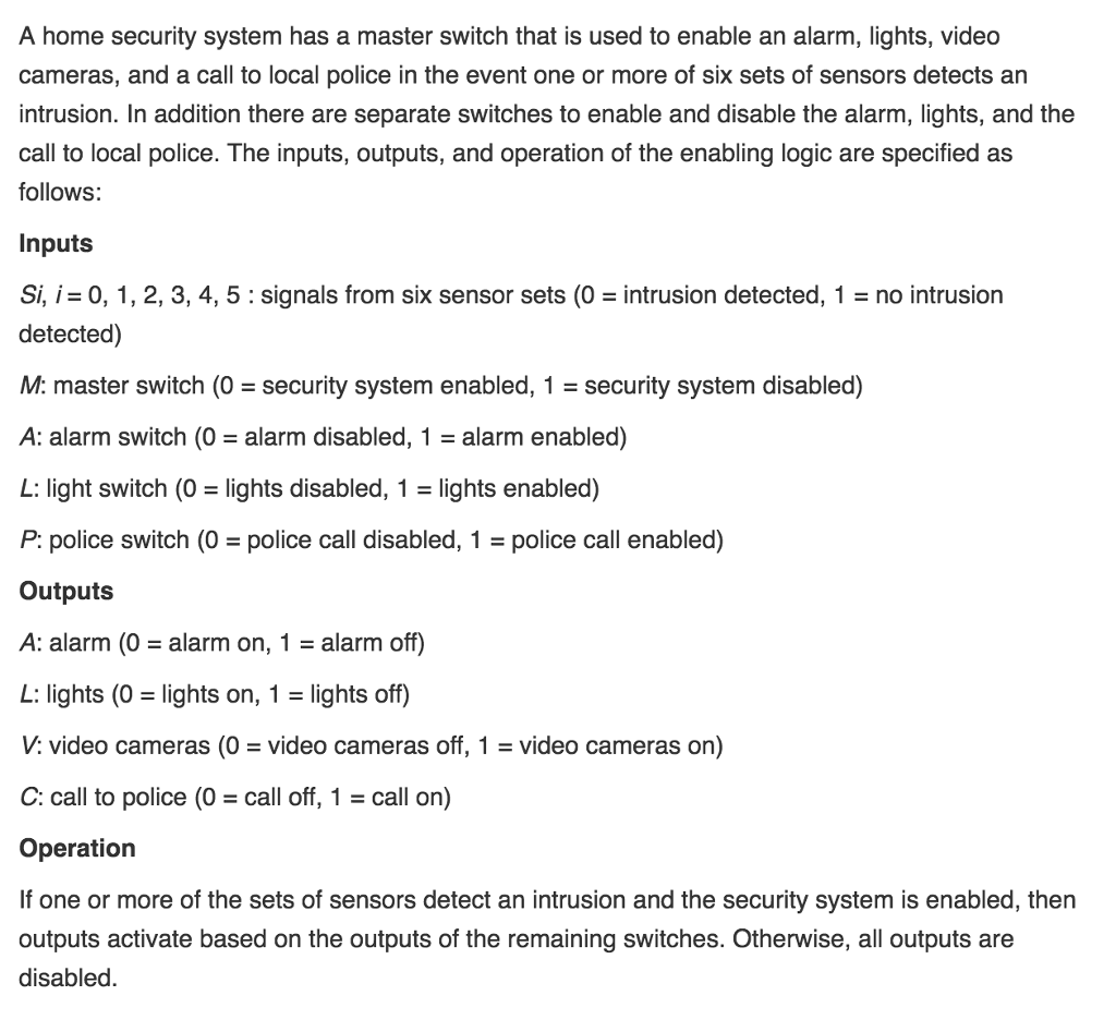 Solved A home security system has a master switch that is | Chegg.com