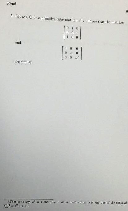 Solved Let omega elementof C be a primitive cube root of | Chegg.com