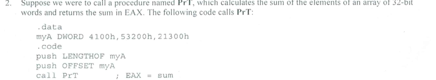 Solved Suppose we were to call a procedure named PrT, which | Chegg.com