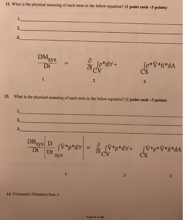 Solved What is the physical meaning of each term in the | Chegg.com