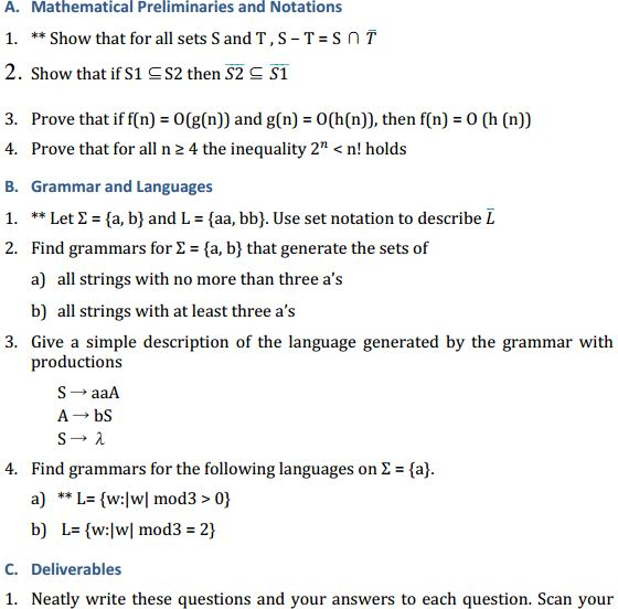 Solved Mathematical Preliminaries and Notations ** Show | Chegg.com
