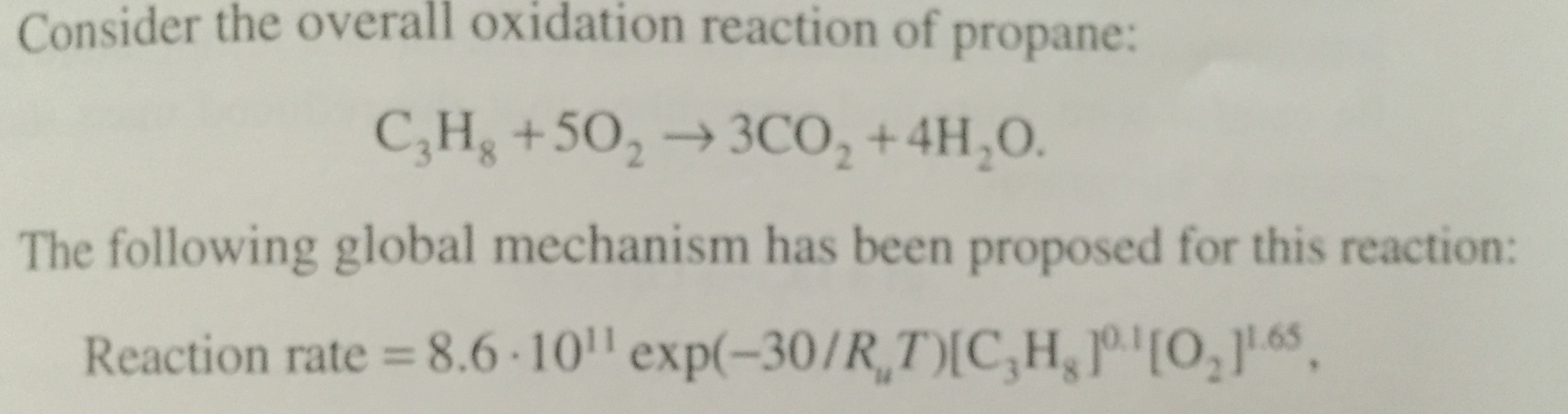 Solved Consider the overall oxidation reaction of propane: | Chegg.com