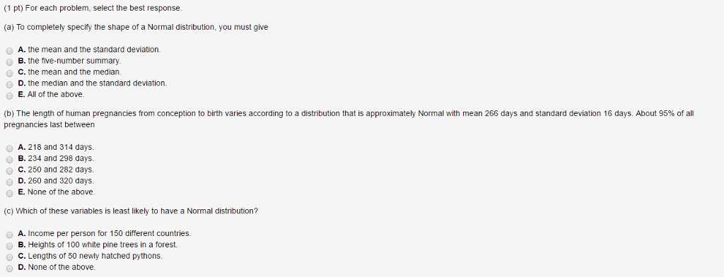 Solved For each problem, select the best response To | Chegg.com