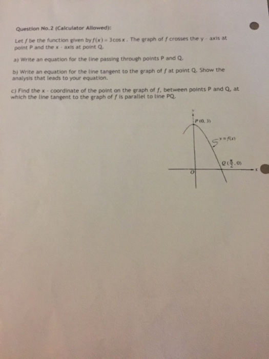 Solved Let f be the function given by f(x) = 3 cos x. The | Chegg.com