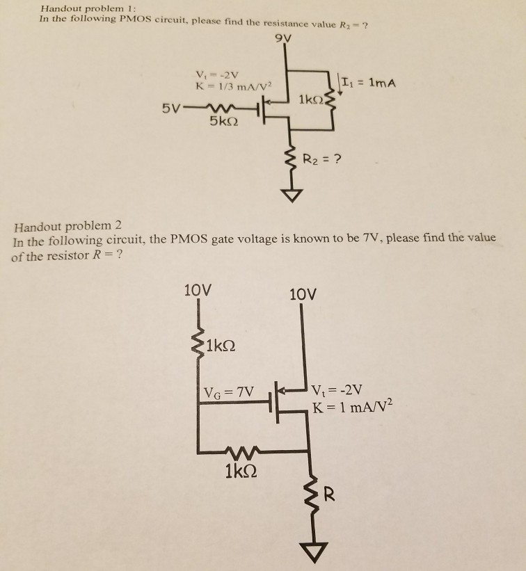 Solved Handout problem 1: In the following PMOS circuit, | Chegg.com