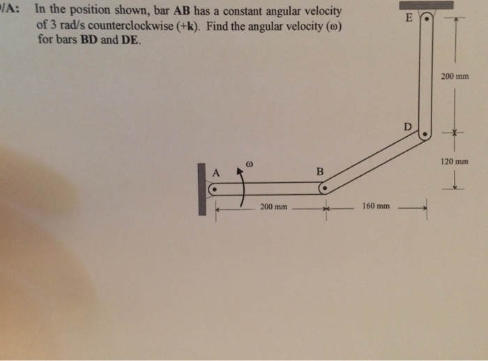 Solved A: In the position shown, bar AB has a constant | Chegg.com