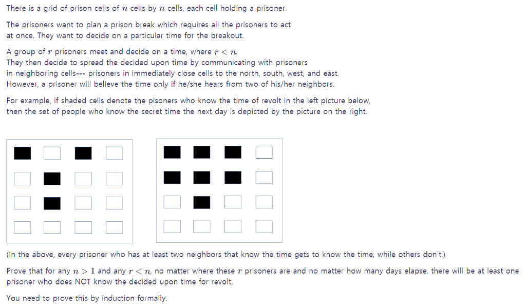 Solved There is a grid of prison cells of n cells by n | Chegg.com