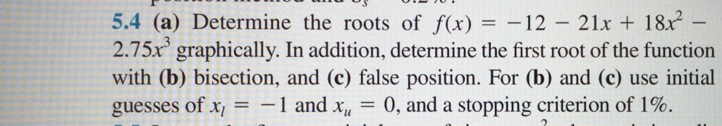 Solved 5.4 (a) Determine the roots of f(x) =-12-21x+ 18x2 | Chegg.com