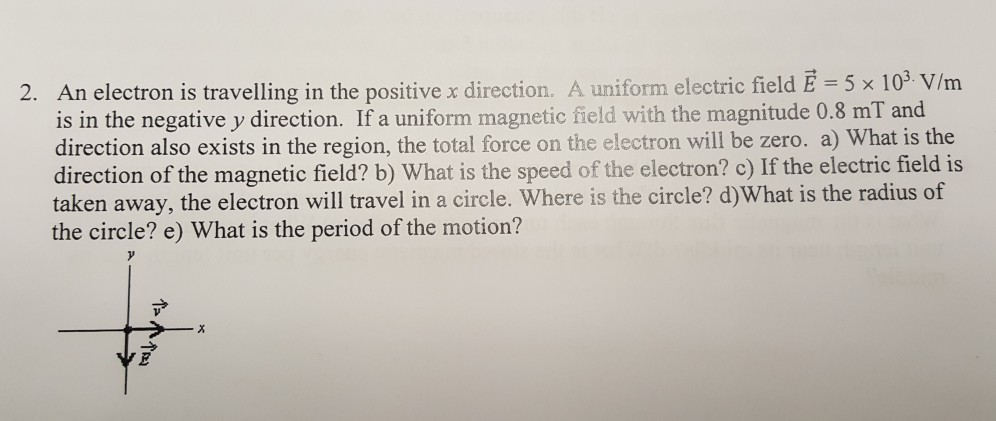 Solved 5 X 10 V M An Electron Is Travelling In The Positive