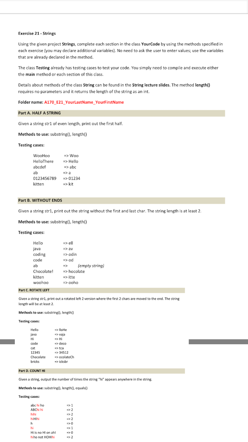 Solved Java 2 Classes First Class For Testing And The 