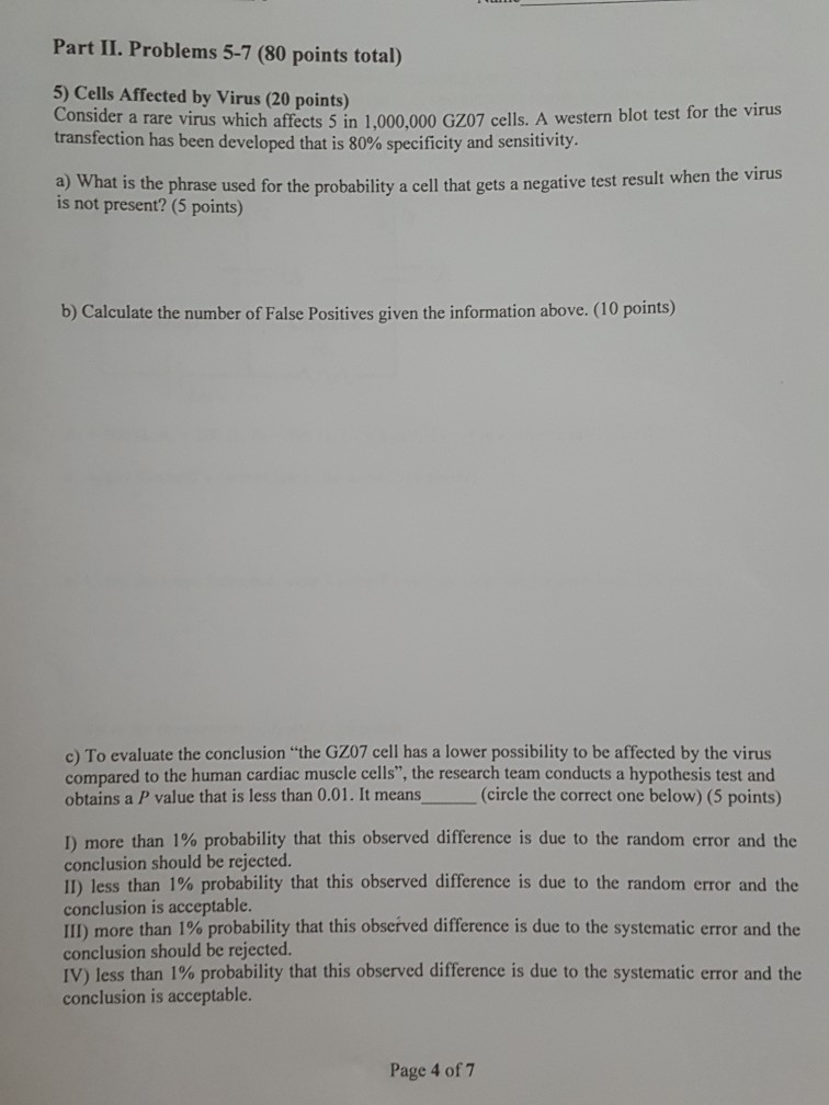 Solved Part II. Problems 5-7 (80 points total) 5) Cells | Chegg.com
