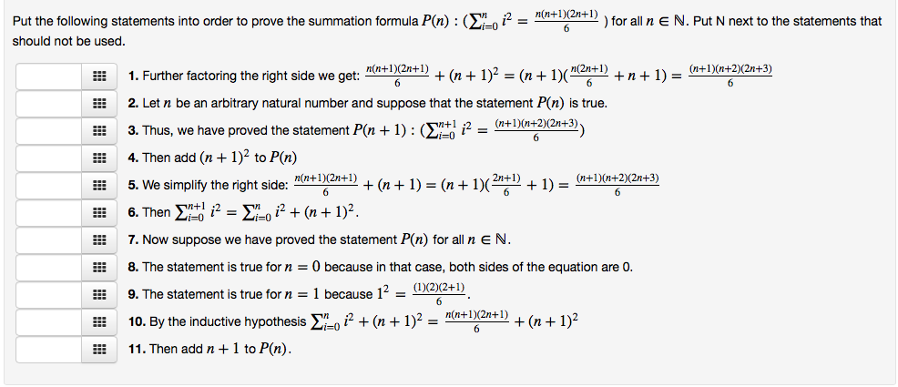 Solved n( l Put the following statements into order to prove | Chegg.com