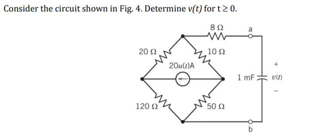 Solved Consider the circuit shown in Fig. 4. Determine v(t) | Chegg.com