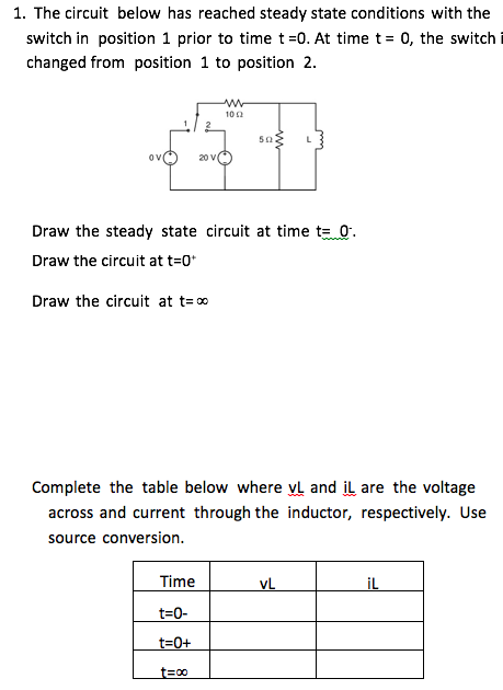 Solved The circuit below has reached steady state conditions | Chegg.com