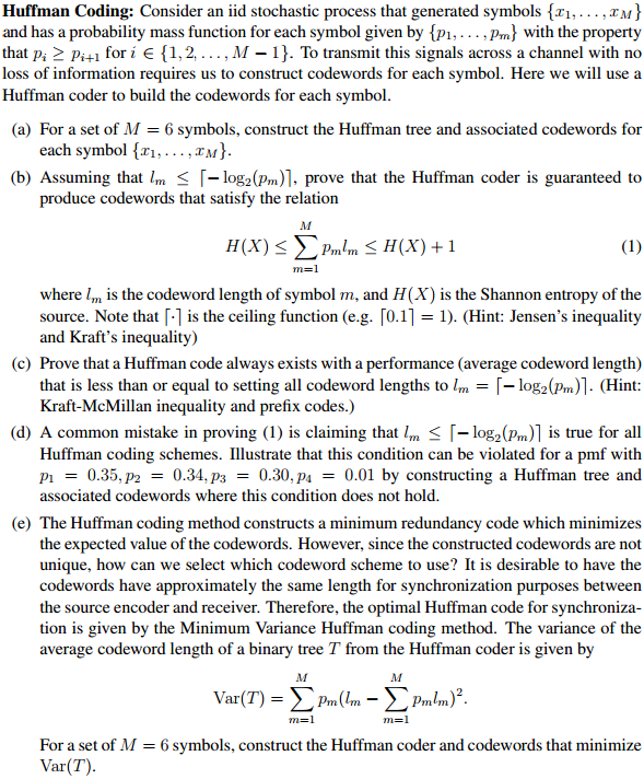 Huffman Coding: Consider an iid stochastic process | Chegg.com