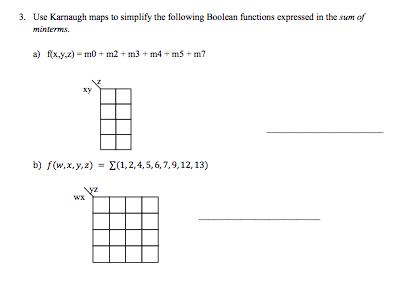 Solved Use Karnaugh maps to simplify the following Boolean | Chegg.com