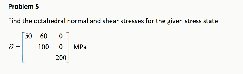 Solved Problem 5 Find the octahedral normal and shear | Chegg.com