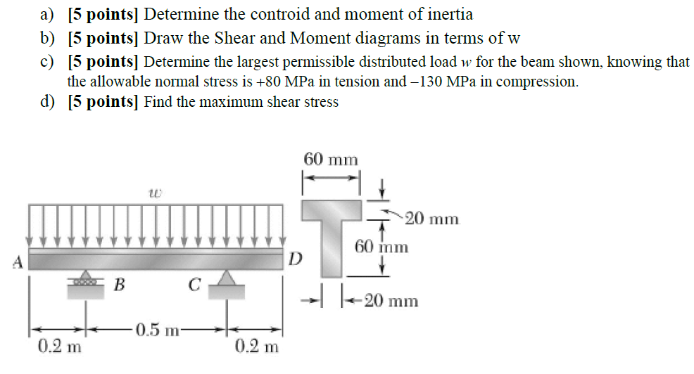 a) [5 points] Determine the controid and moment of | Chegg.com