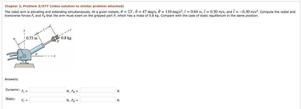 Solved The robot arm is elevating and extending | Chegg.com