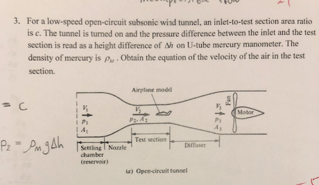 Solved 3. For a low-speed open-circuit subsonic wind tunnel, | Chegg.com