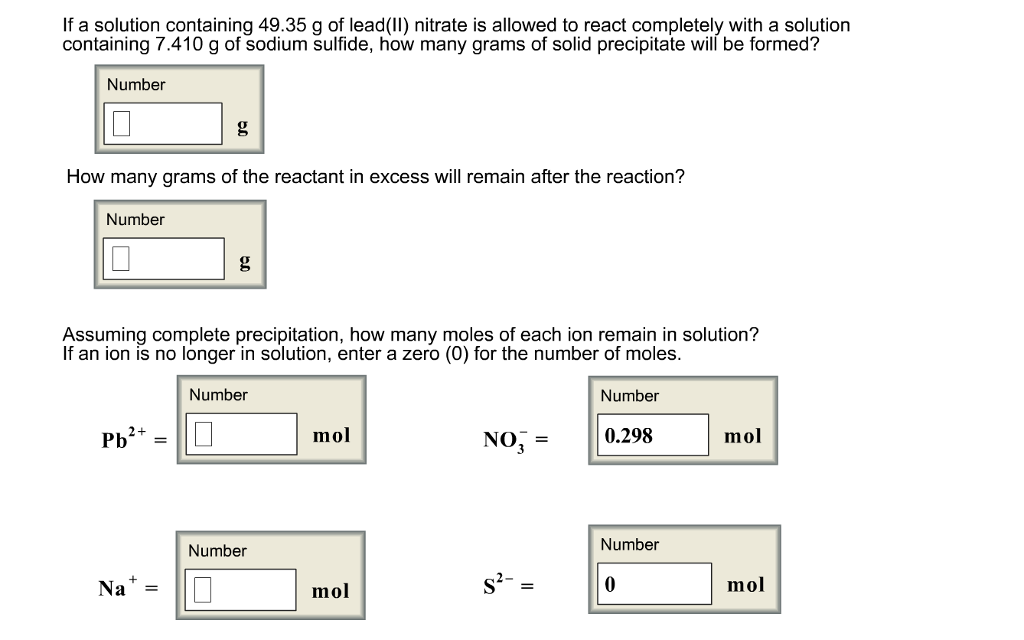 Solved If a solution containing 49.35 g of lead(II) nitrate | Chegg.com
