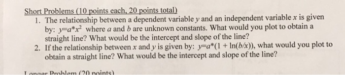 Solved The relationship between a dependent variable y and | Chegg.com