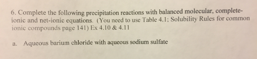 Solved Complete the following precipitation reactions with | Chegg.com