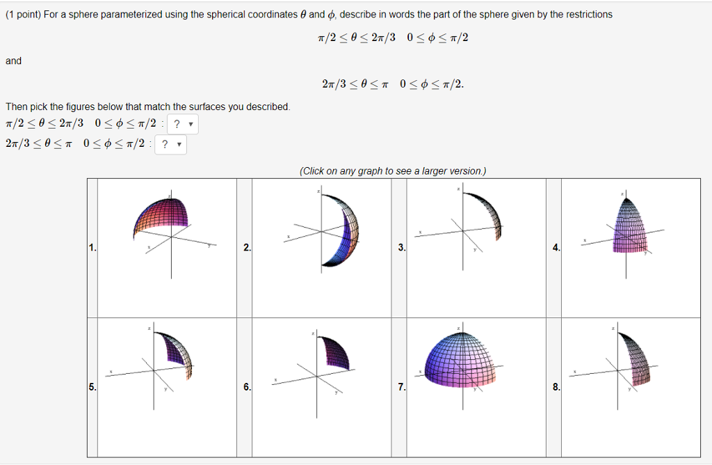 Solved (1 point) For a sphere parameterized using the | Chegg.com