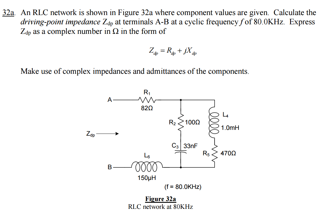 Solved 32a. An RLC network is shown in Figure 32a where | Chegg.com